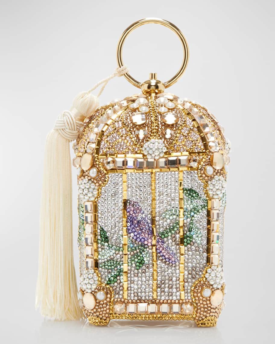 Judith Leiber Couture Birdcage Crystal Beaded Tassel Clutch Bag ...