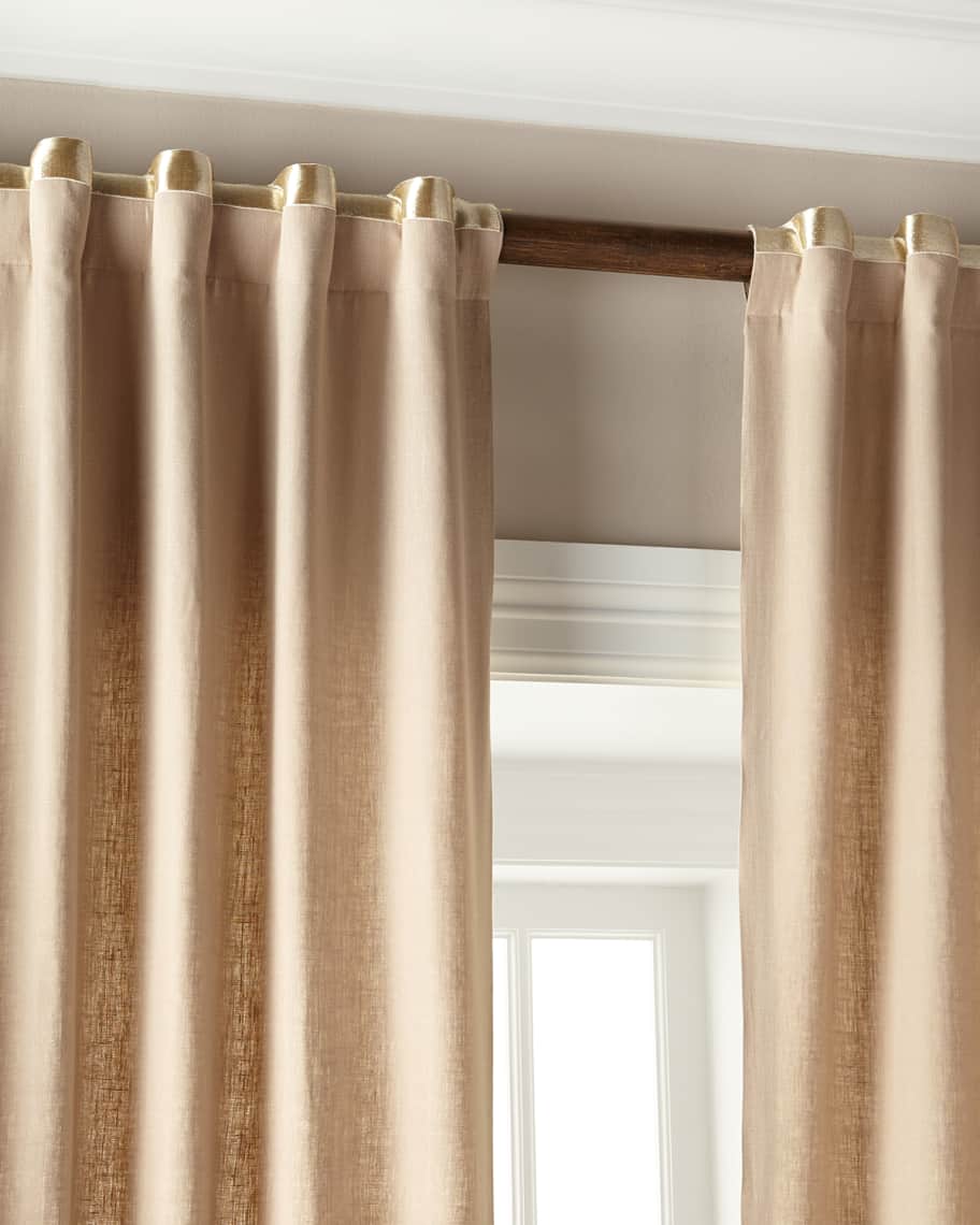 Home Silks Each 52"W x 96"L Hudson Metallic-Band Curtain | Neiman Marcus