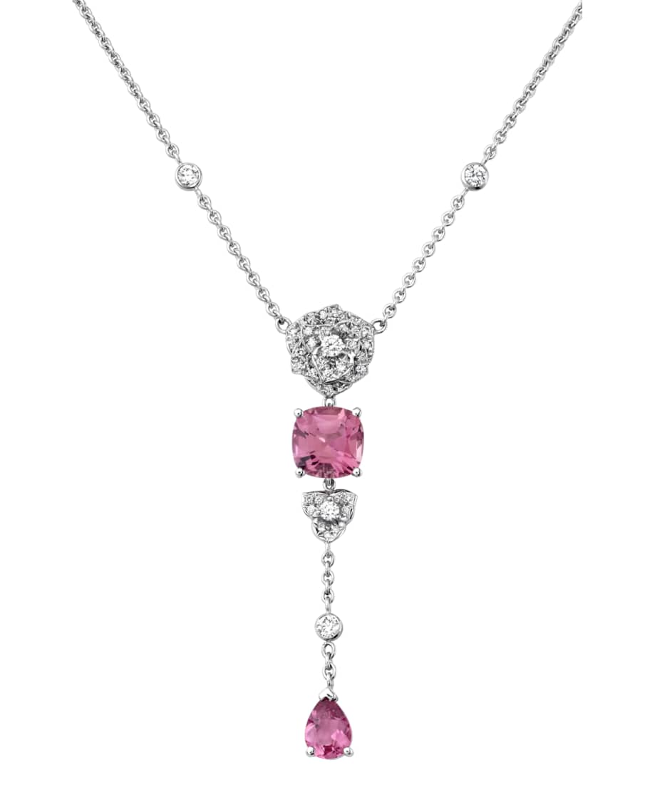 PIAGET Pink Tourmaline & Diamond Rose Y-Drop Necklace | Neiman Marcus