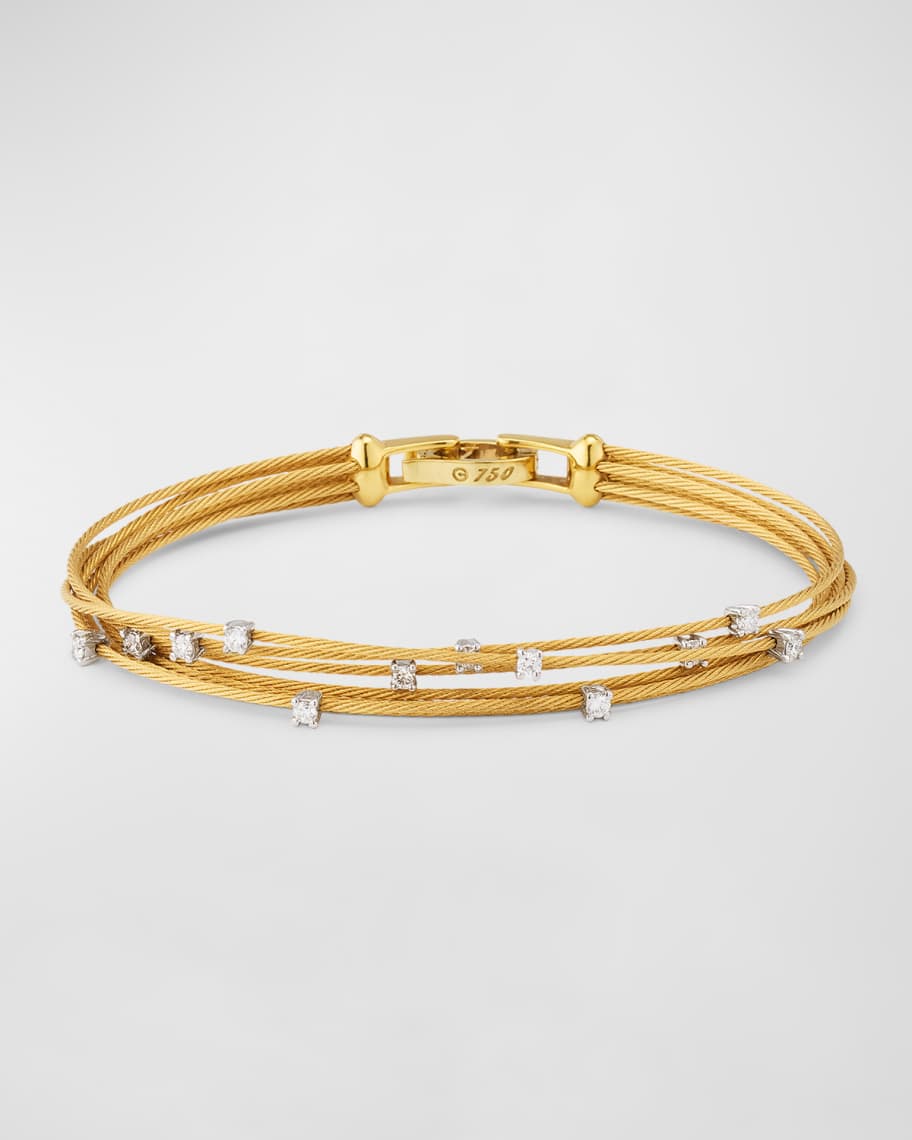 Paul Morelli 18K Gold Seven-Strand Cable Wire Bracelet with Diamonds ...