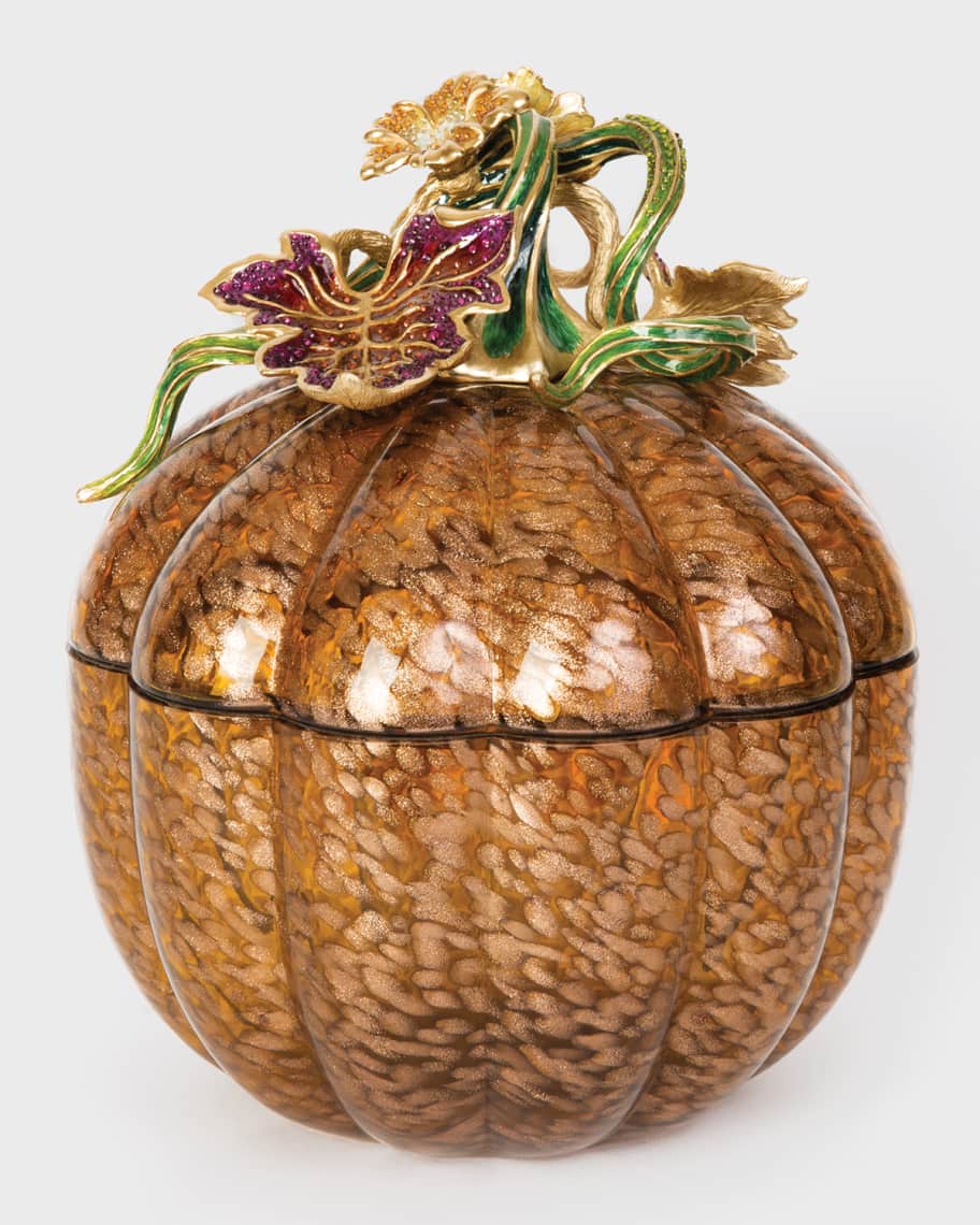 Jay Strongwater Leaf & Vine Jeweled Large Glass Jar | Neiman Marcus
