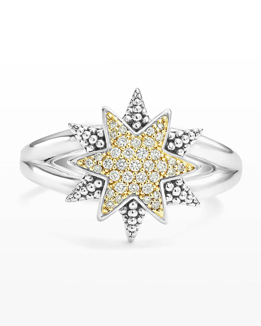 LAGOS Sterling Silver & 18K Gold Star Ring with Diamonds | Neiman Marcus