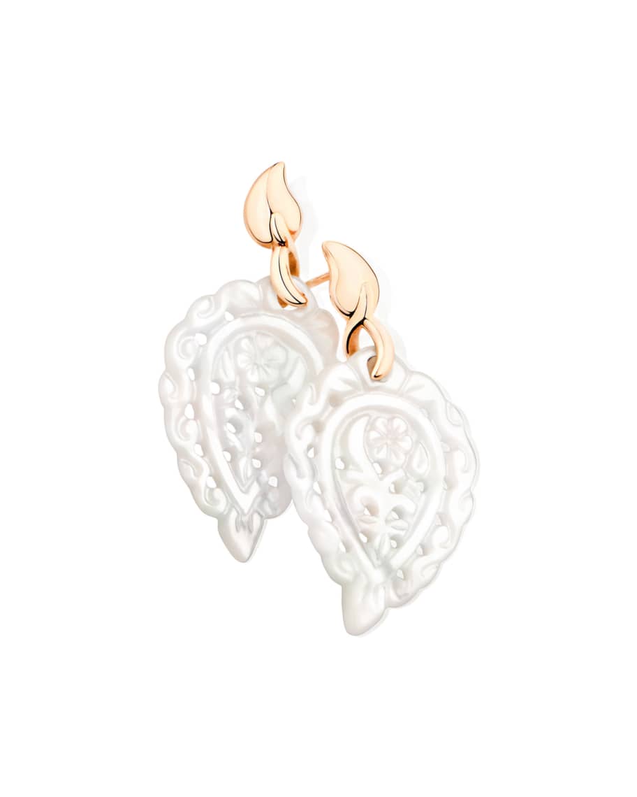 Tamara Comolli India 18k Rose Gold Mother-of-Pearl Leaf Earrings ...