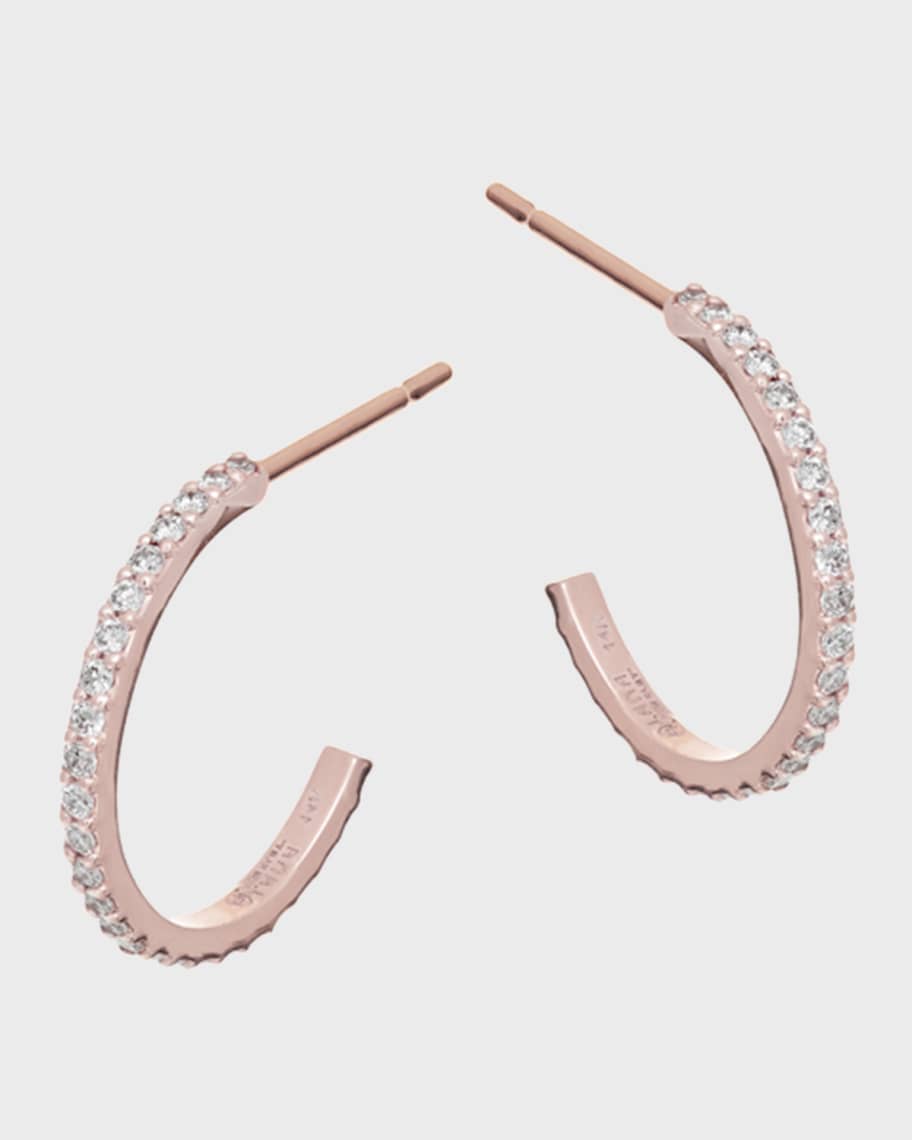 LANA Flawless Mini Diamond Hoop Earrings in 14K Rose Gold | Neiman Marcus