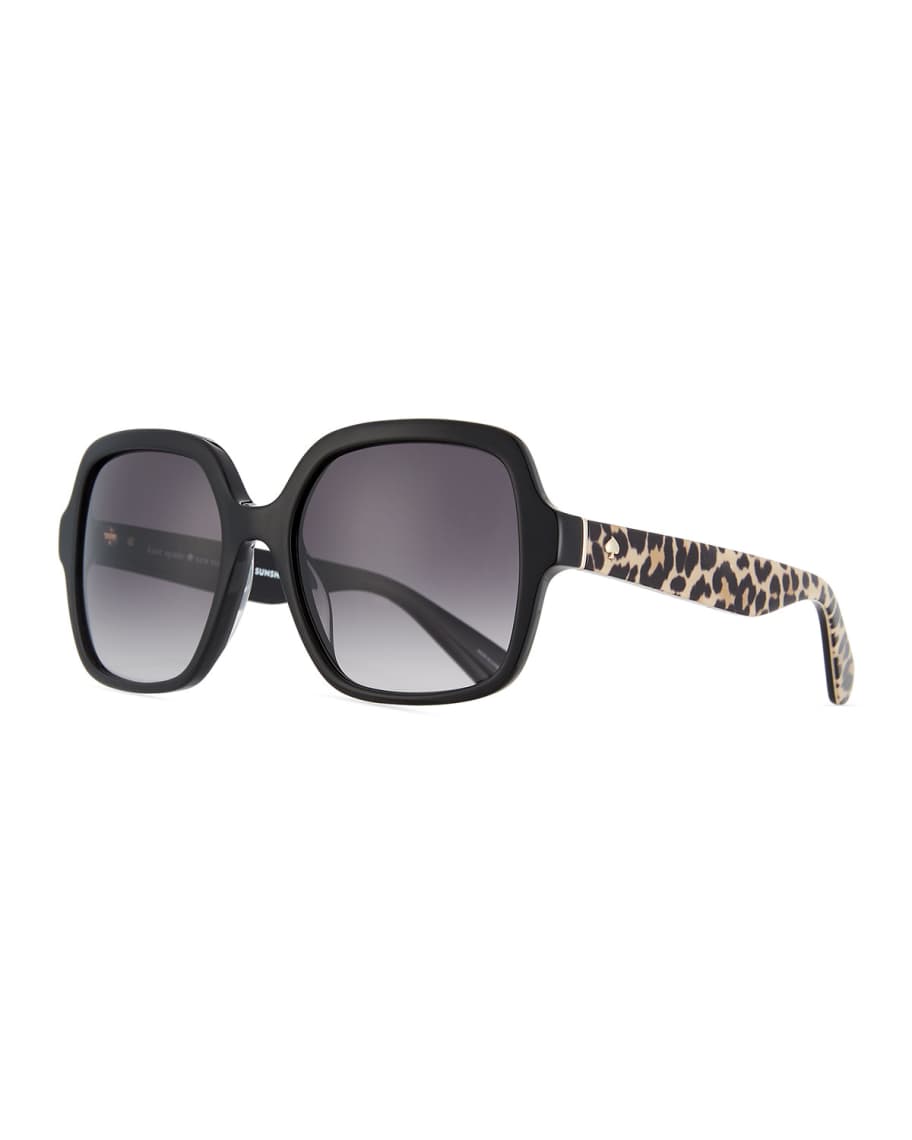 kate spade new york katelee square leopard-arms sunglasses | Neiman Marcus
