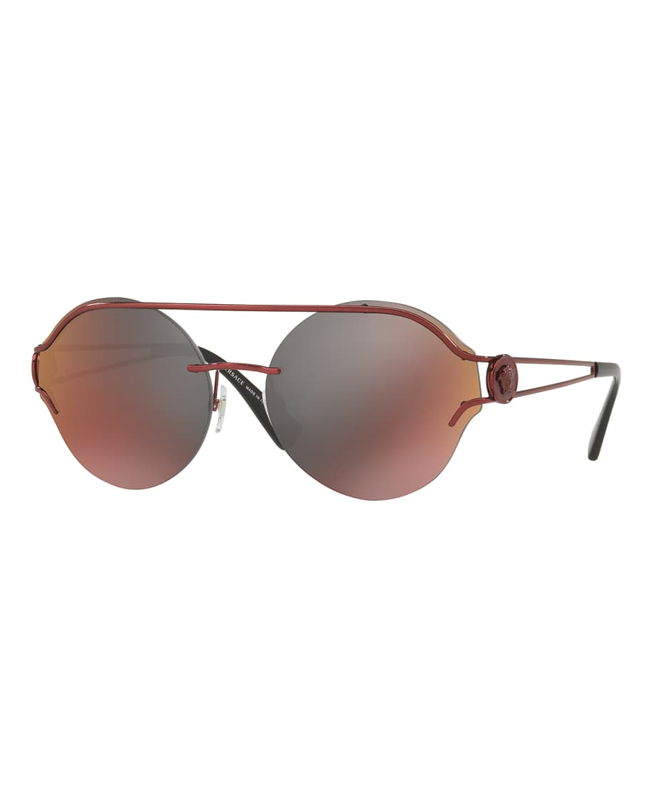 Versace Round Rimless Open-Temple Sunglasses | Neiman Marcus