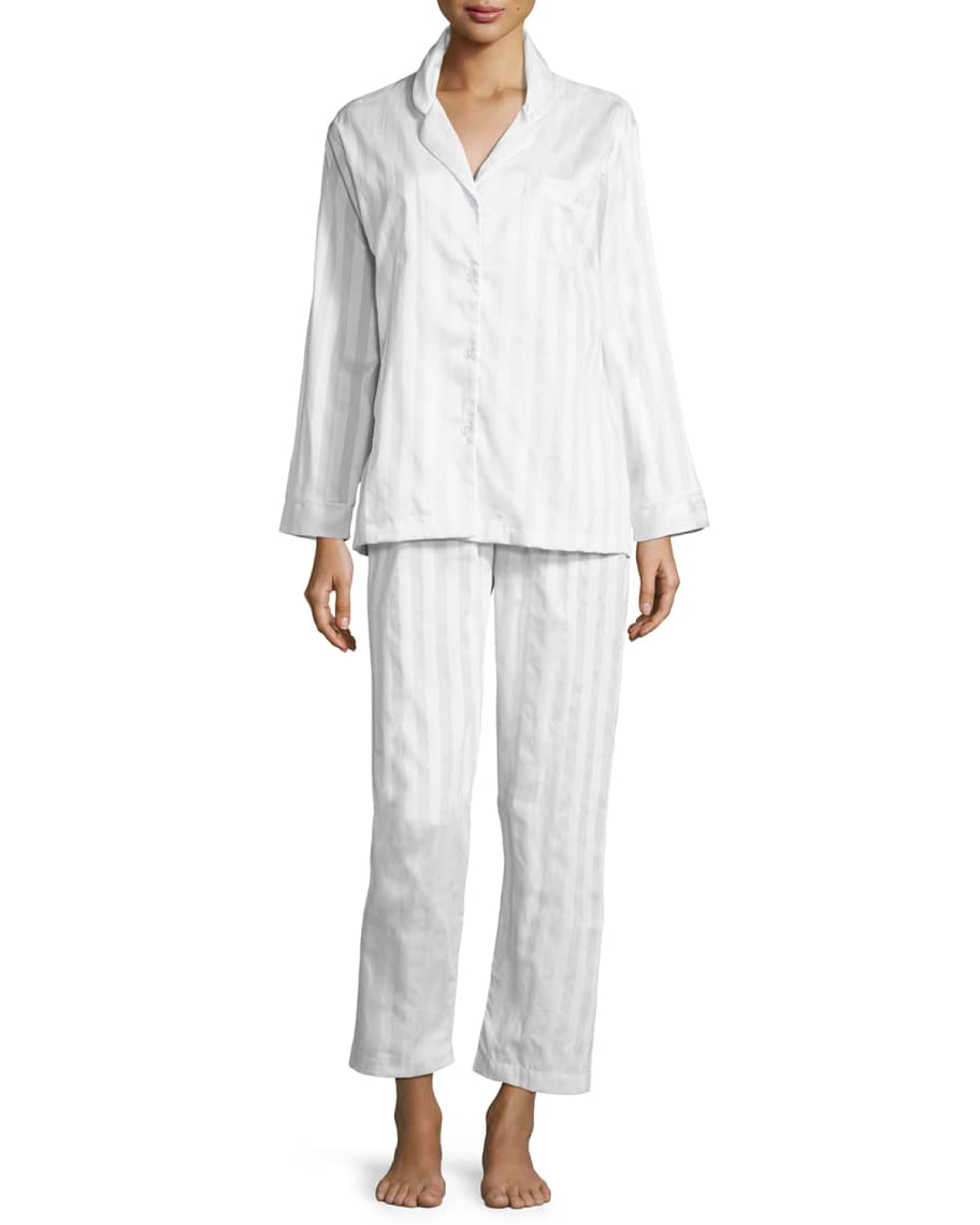 P Jamas Tina Shadow-Stripe Long-Sleeve Long Pajama Set | Neiman Marcus