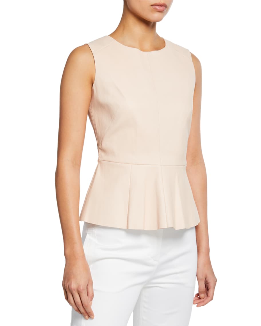 Neiman Marcus Leather Collection Sleeveless Leather Peplum Top | Neiman ...