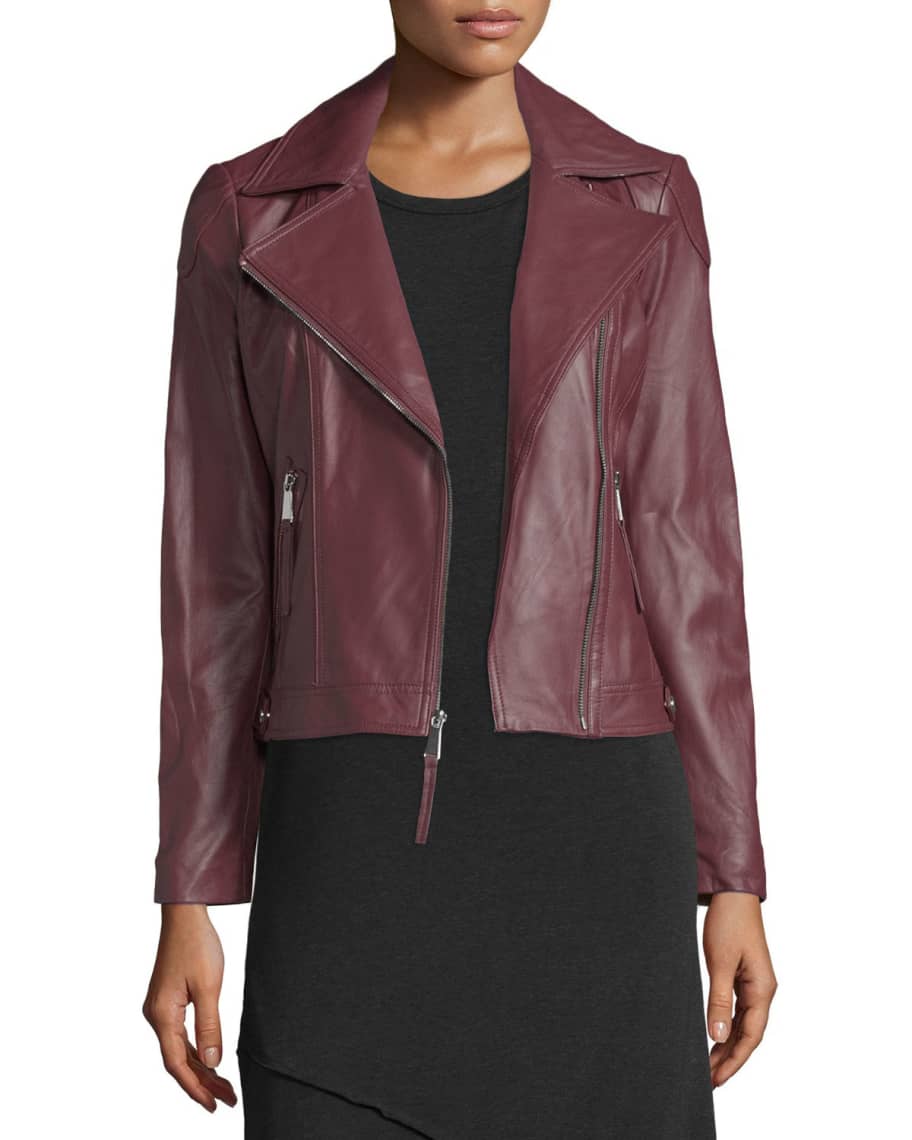 Neiman Marcus Lambskin Moto Leather Jacket | Neiman Marcus