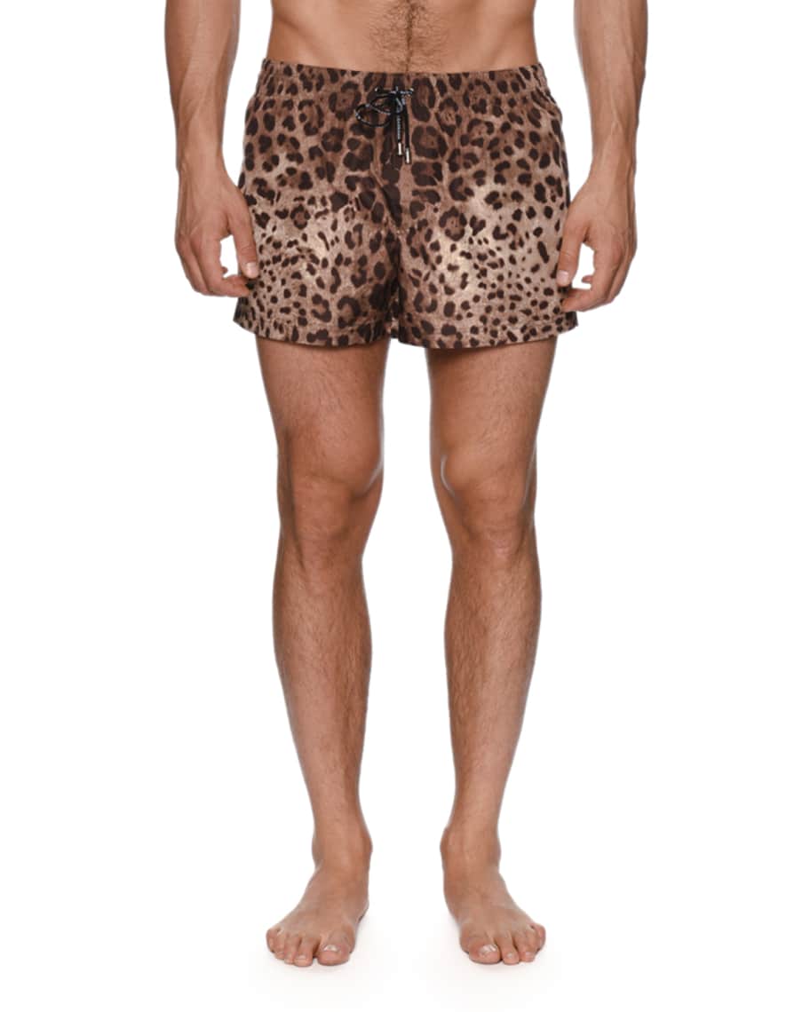 Dolce&Gabbana Leopard-Print Swim Trunks | Neiman Marcus