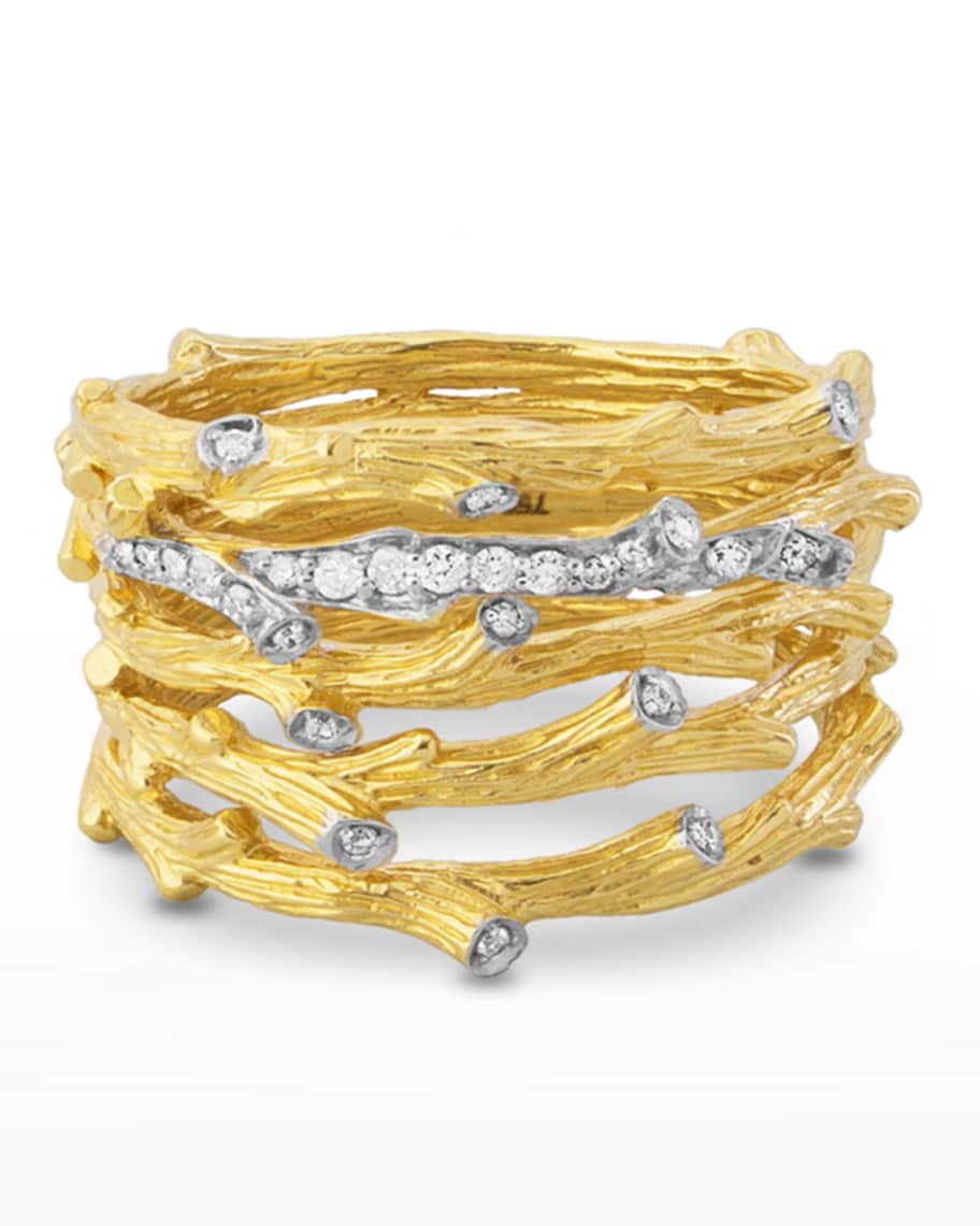 Michael Aram 18k Enchanted Forest Multi-Row Ring w/ Diamonds, Size 7 ...