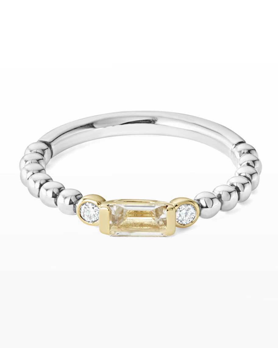LAGOS 18k Beaded Stacking Band Ring w/ Diamonds | Neiman Marcus