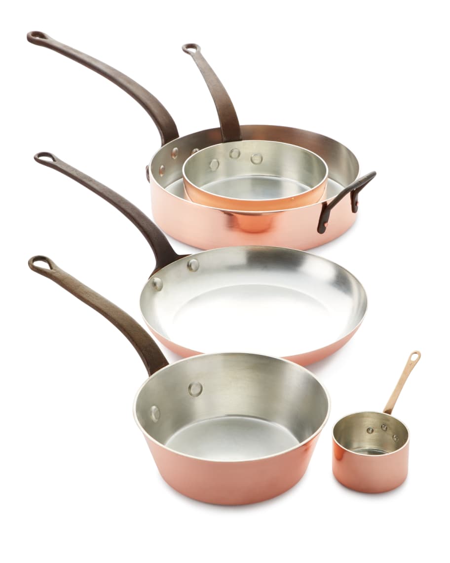Duparquet Copper Cookware Solid Copper Tin-Lined Pans, Set of 5 ...