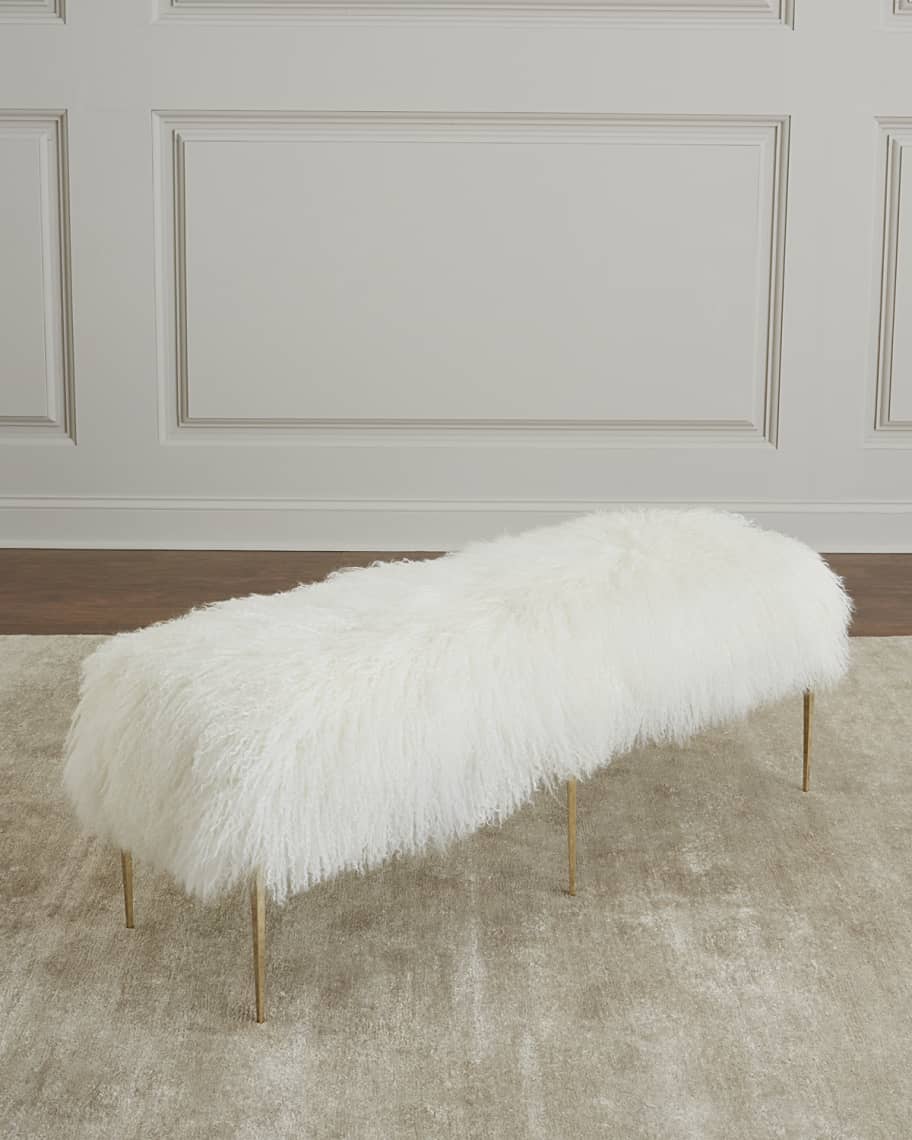 Interlude Home Antanette Sheepskin Bench with Stiletto Legs | Neiman Marcus