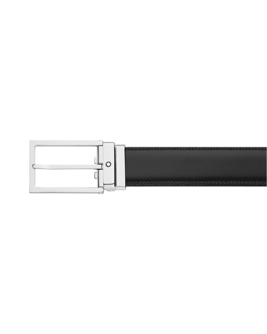 Montblanc Men's Rectangle-Buckle Leather Belt | Neiman Marcus