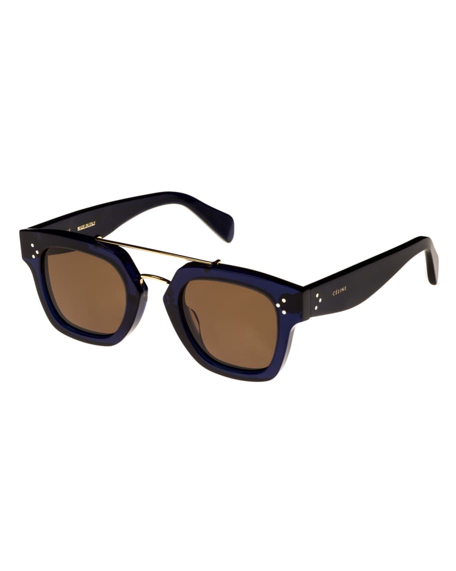 Celine Square Monochromatic Acetate & Metal Sunglasses | Neiman Marcus