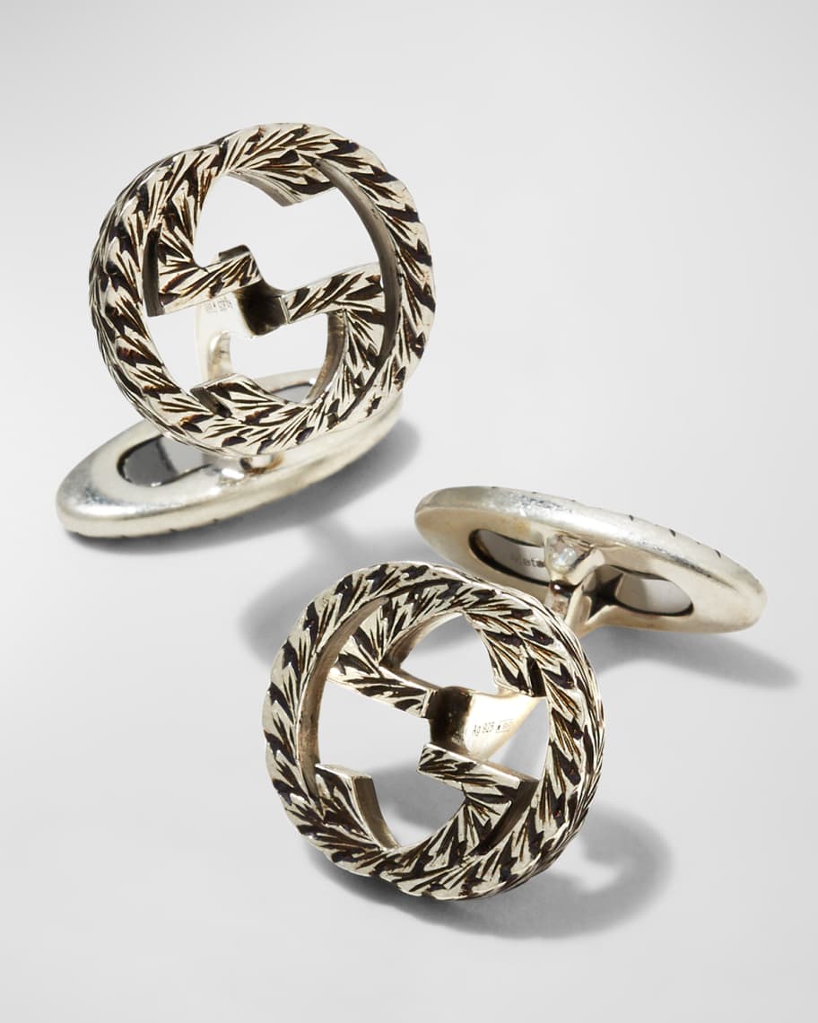 Gucci Sterling Silver Interlocking-G Cuff Links | Neiman Marcus