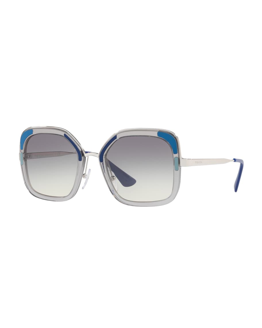 Prada Rimmed Square Metal Sunglasses | Neiman Marcus