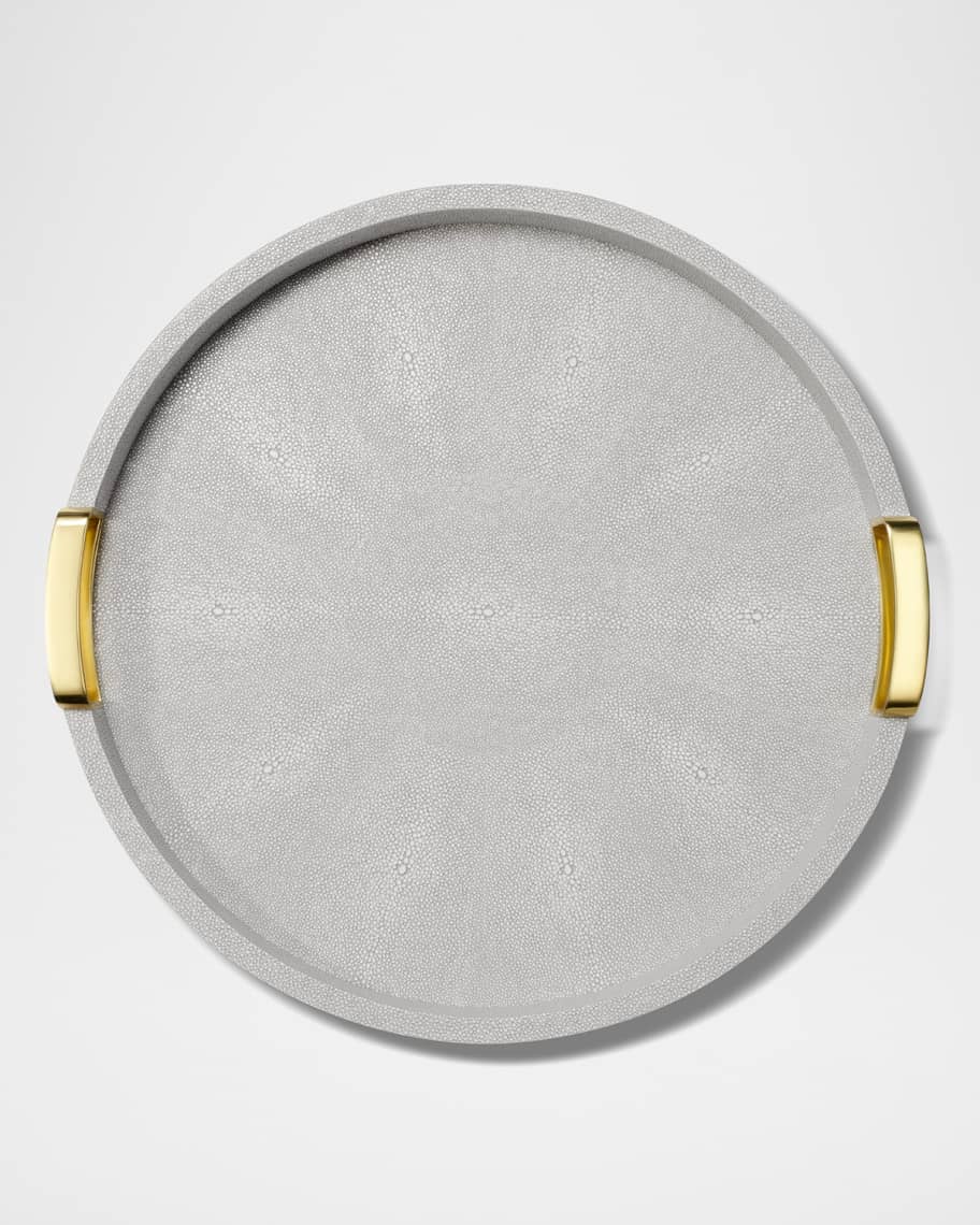 AERIN Carina Faux Shagreen Small Round Tray | Neiman Marcus
