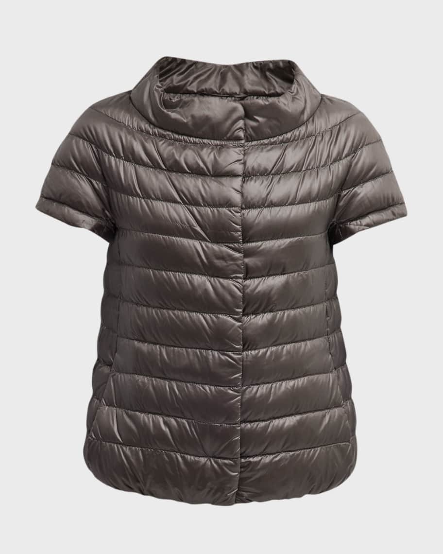 Herno Short-Sleeve Snap-Front Quilted Puffer Jacket | Neiman Marcus