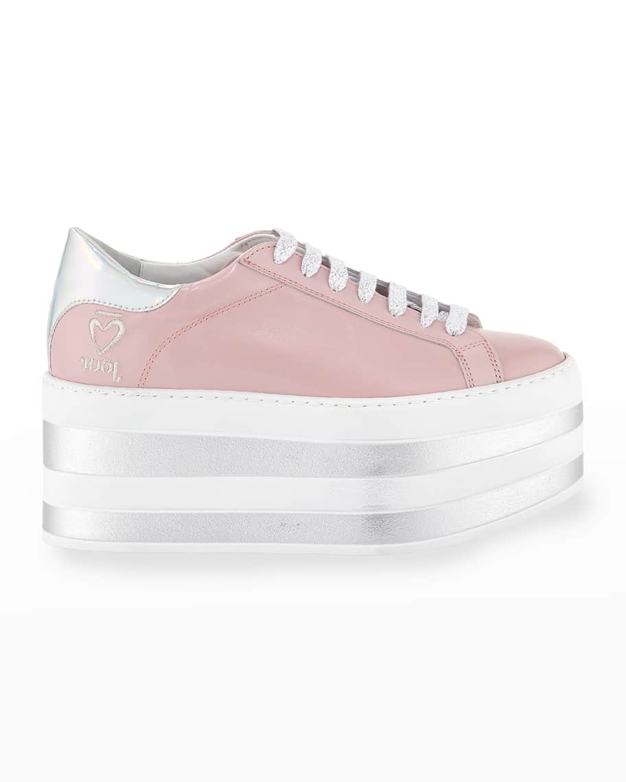 O Jour Lace-Up Patent Platform Sneakers | Neiman Marcus