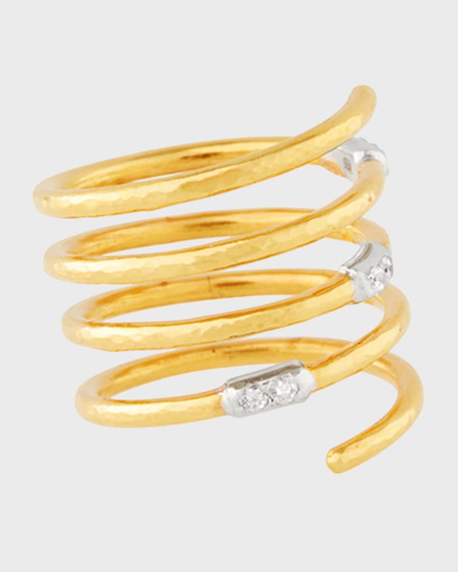 Gurhan 22k Gold Delicate Geo Pave Spiral Ring, Size 6.5 | Neiman Marcus