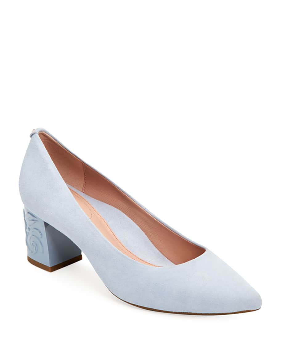 Taryn Rose Marigold 60mm Rose-Heel Suede Pumps | Neiman Marcus