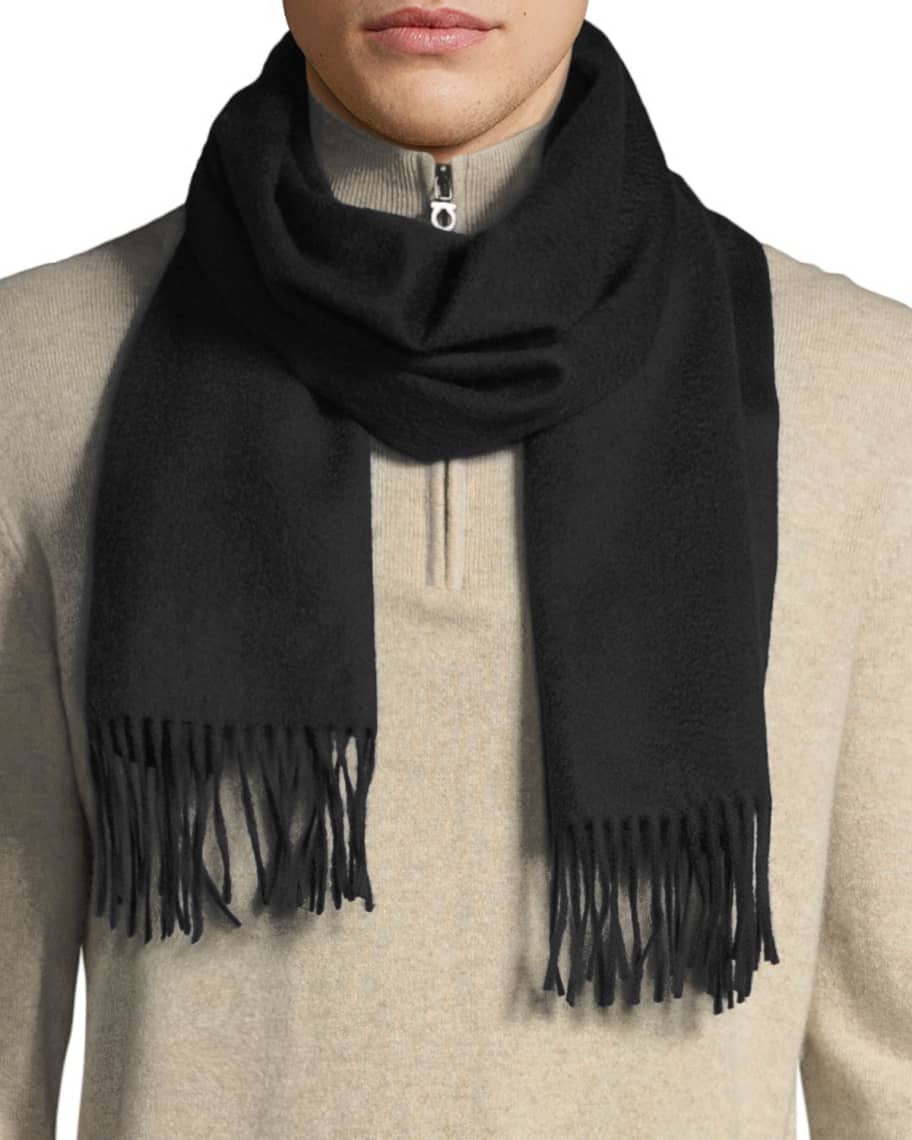 Neiman Marcus Men's Cashmere Solid Fringe Scarf | Neiman Marcus