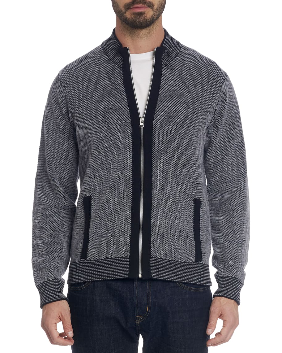 Robert Graham Men's Conboy Wool-Blend Zip-Front Sweater | Neiman Marcus