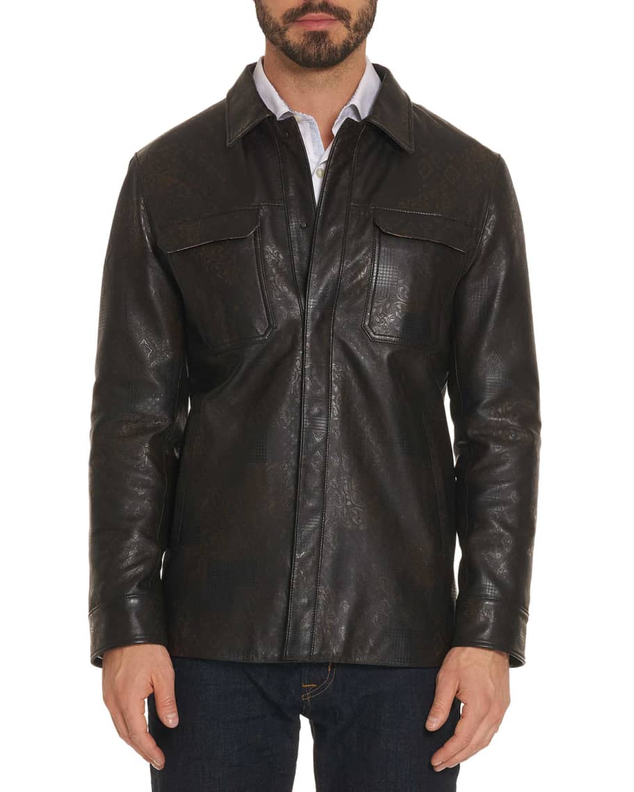 Robert Graham Men's Devane Lamb Leather Jacket | Neiman Marcus