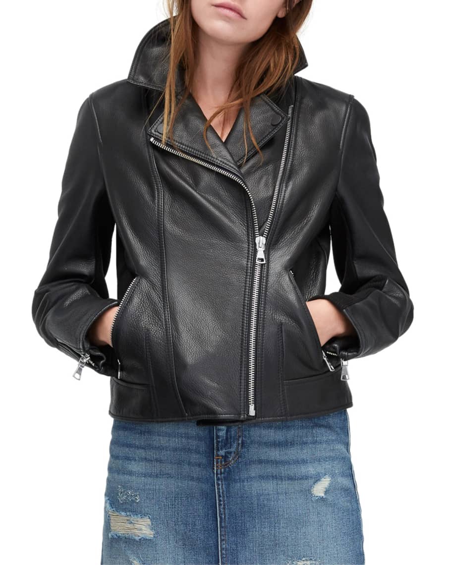 UGG Andee Leather & Shearling Cycle Jacket | Neiman Marcus
