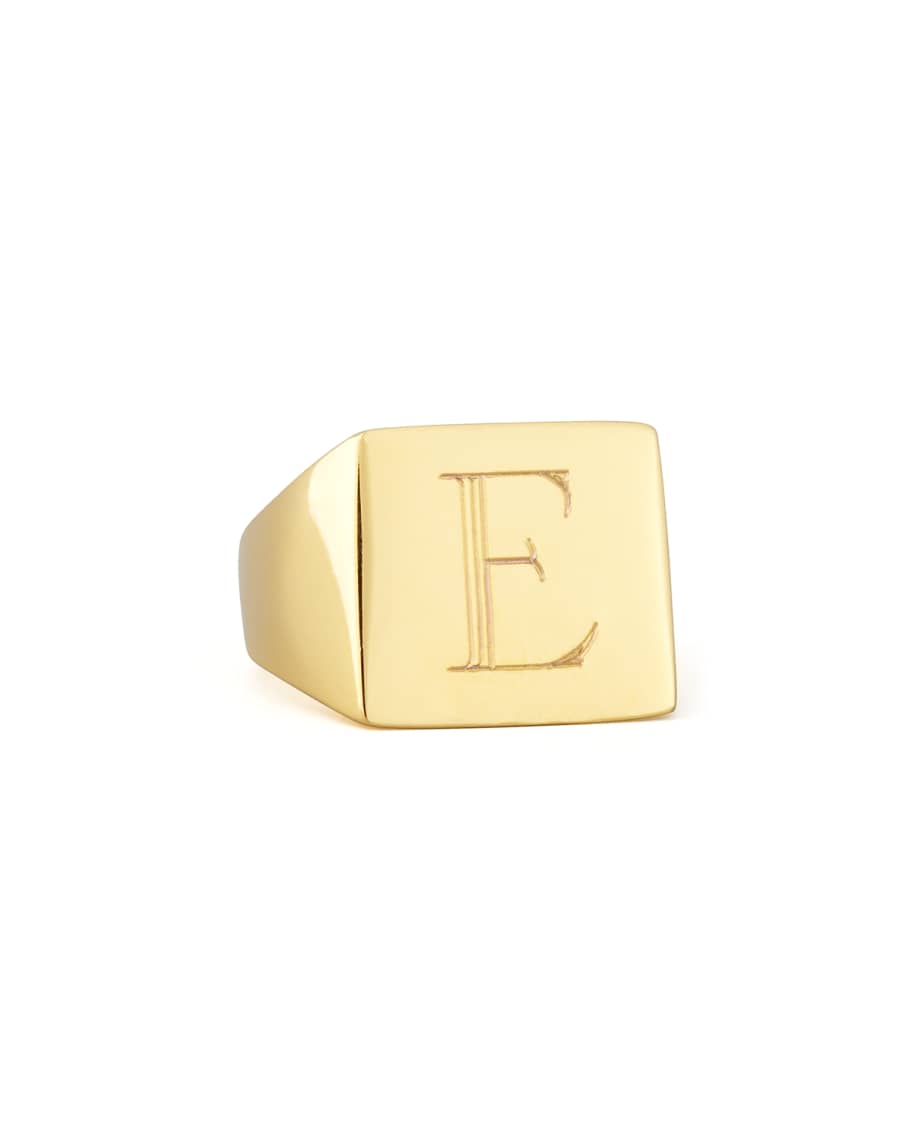 Sarah Chloe Letter-Engraved Square Signet Ring | Neiman Marcus