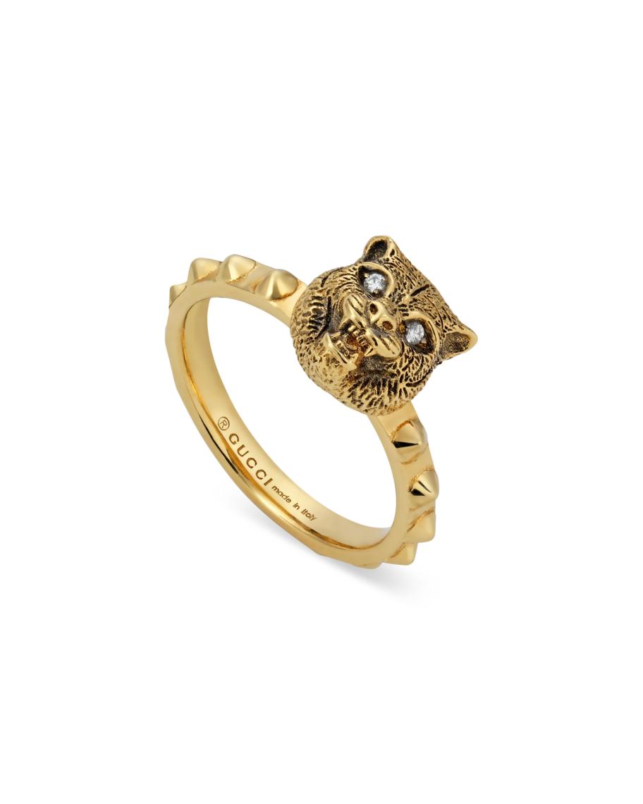 Gucci 18k Gold Le Marche des Merveilles Feline Ring with Diamonds, Size ...