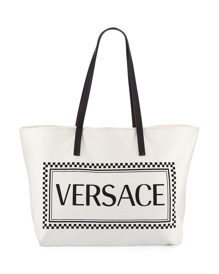 Versace Logo Canvas Tote Bag | Neiman Marcus