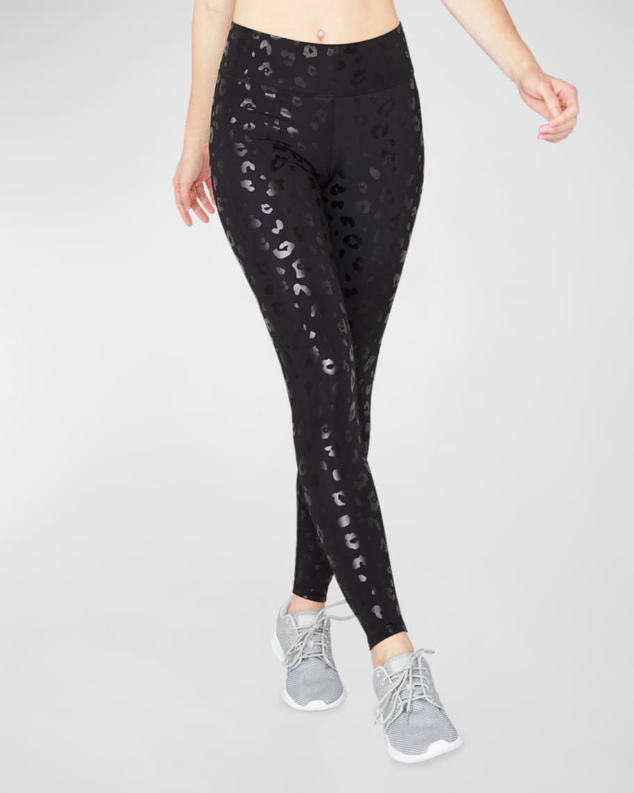 Terez Black Cheetah Foil UpLift Leggings | Neiman Marcus