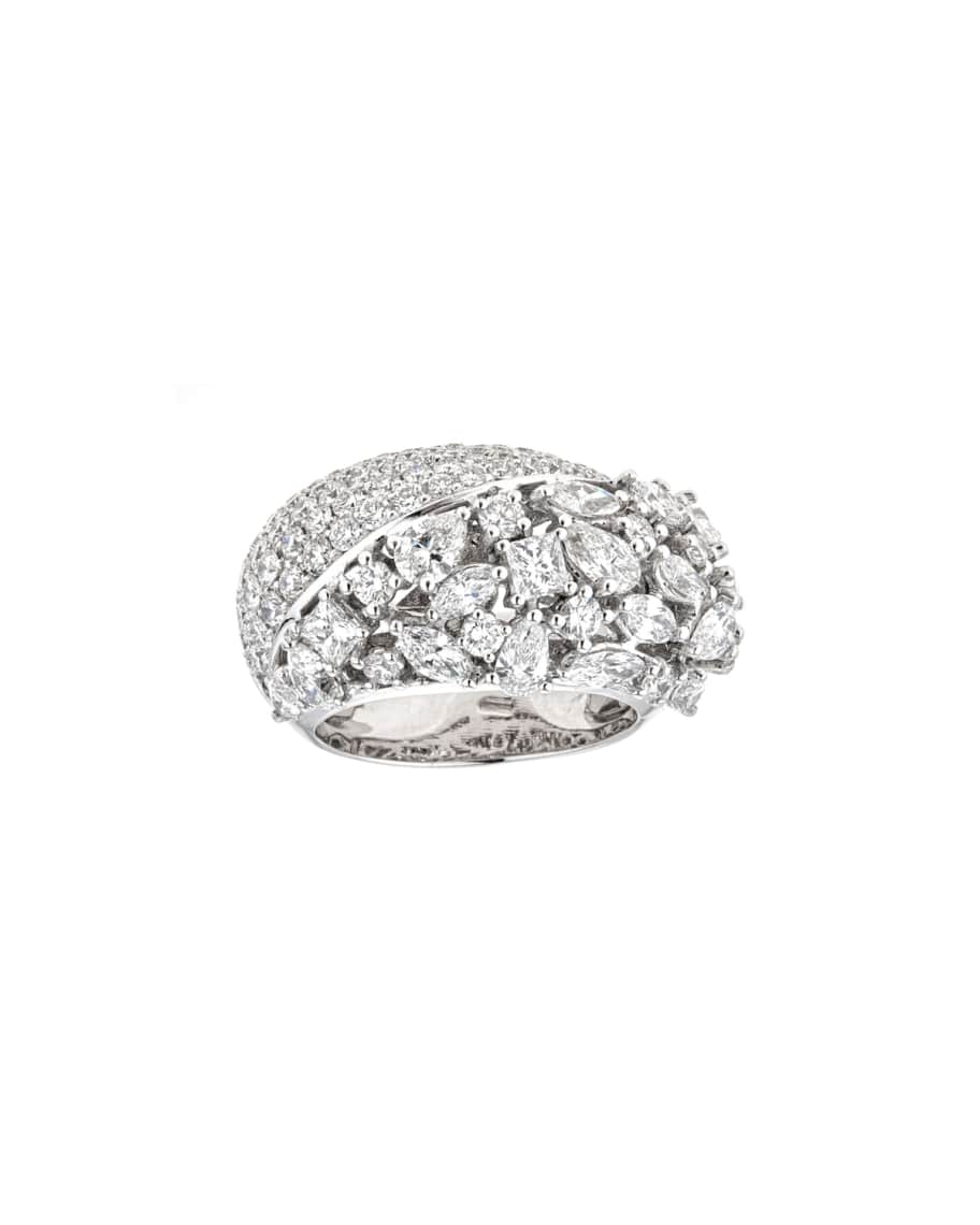 ZYDO Unique 18k White Gold Asymmetric Diamond Ring | Neiman Marcus