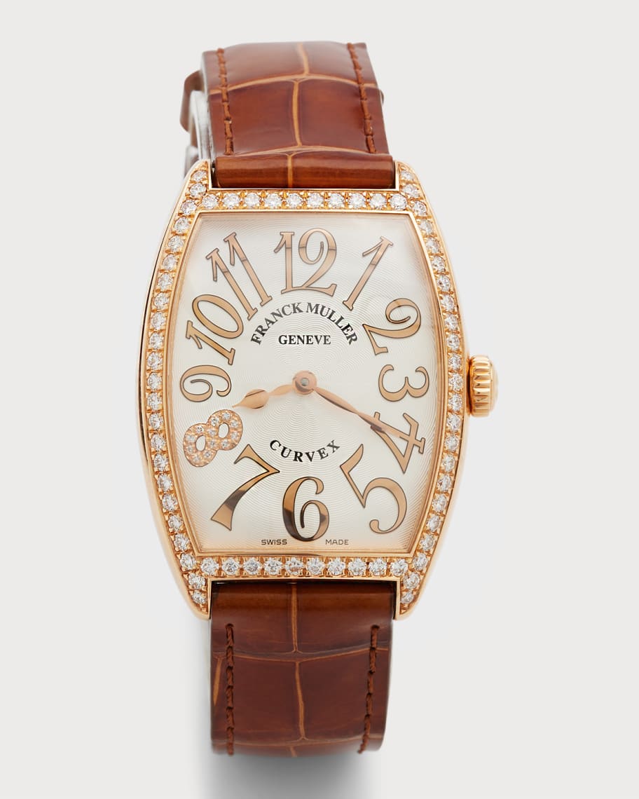 Franck Muller Unisex 18K Rose Gold Cintree Curvex Watch with Diamonds ...