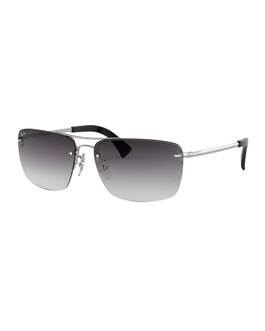 Ray-Ban Men's Half-Rim Metal Sunglasses with Gradient Lenses | Neiman ...