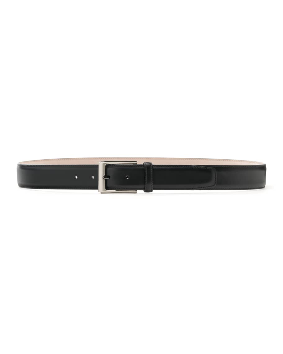 Magnanni Men's Manchester Square-Buckle Leather Belt | Neiman Marcus