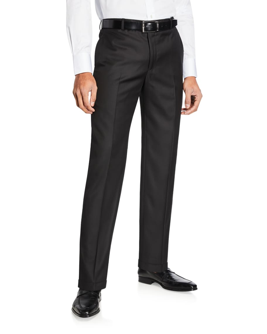 Hickey Freeman Men's Traveler Solid Trousers | Neiman Marcus