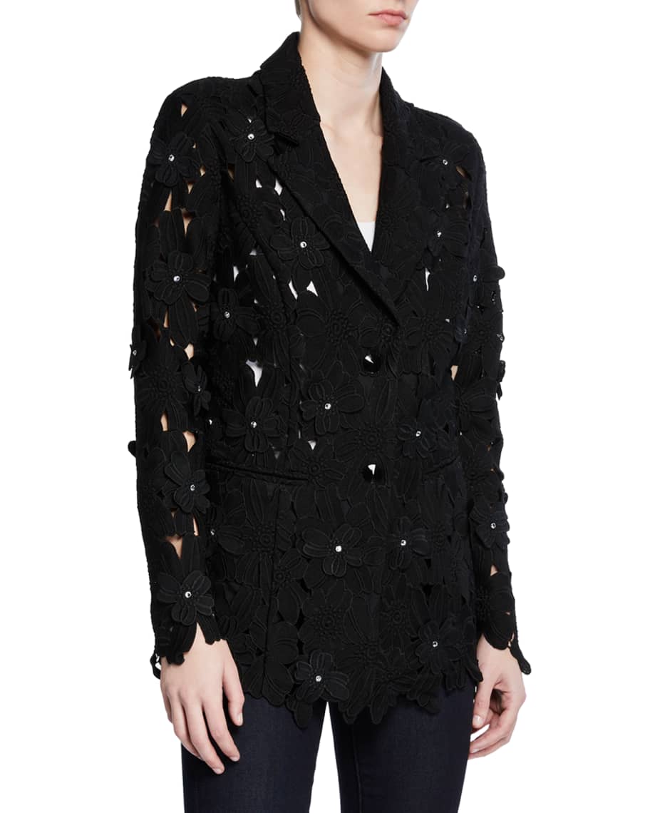 Berek Peek-A-Boo 3D Open Floral Lace Button-Front Jacket | Neiman Marcus