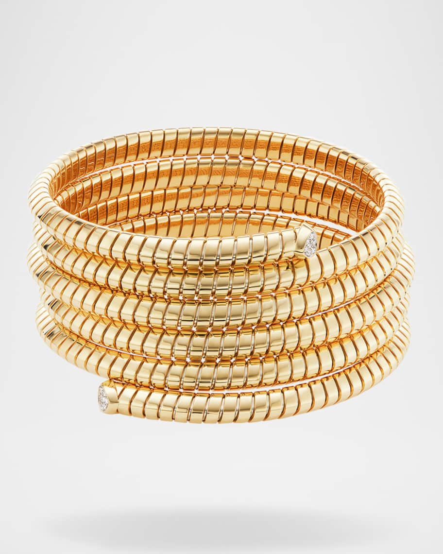 Marina B Trisolina 18k Gold Diamond 5-Row Coil Bangle, Size M | Neiman ...