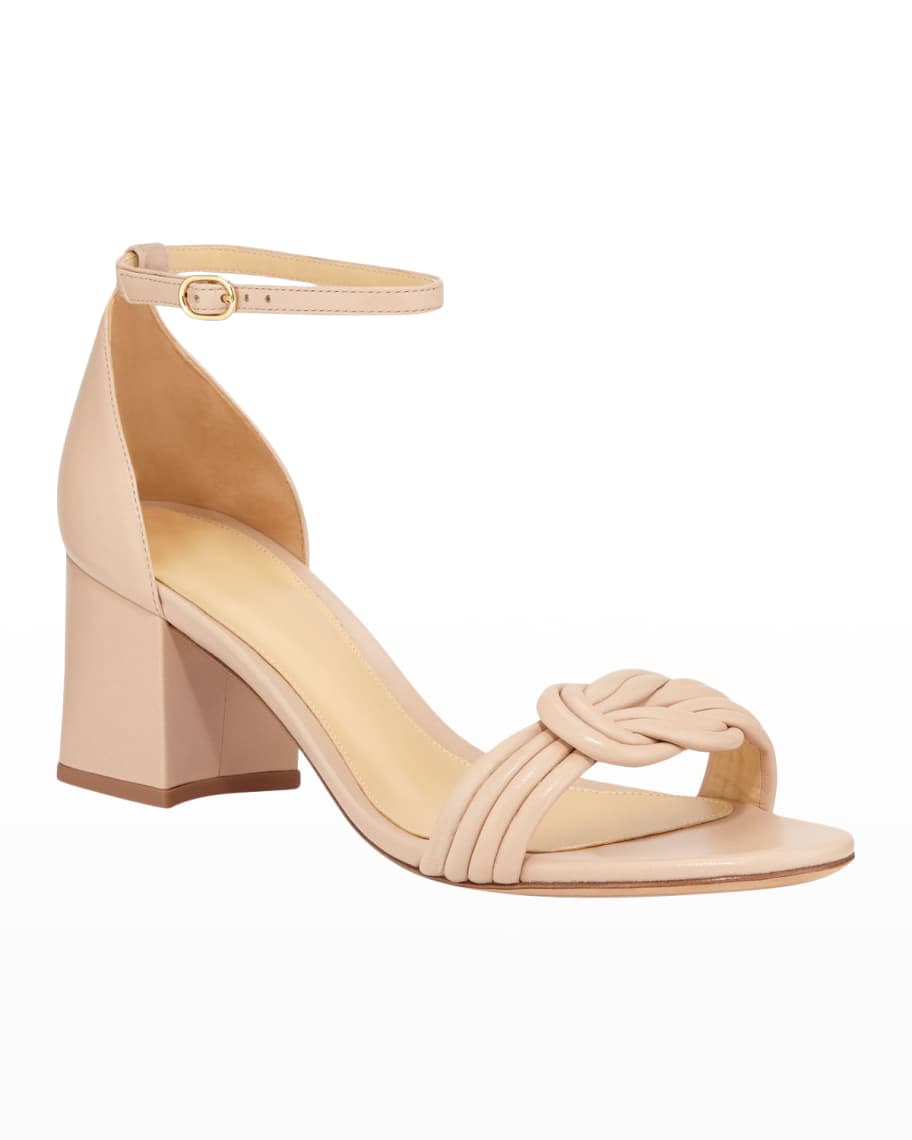 Alexandre Birman Vicky Knot Block-Heel Leather Sandals | Neiman Marcus
