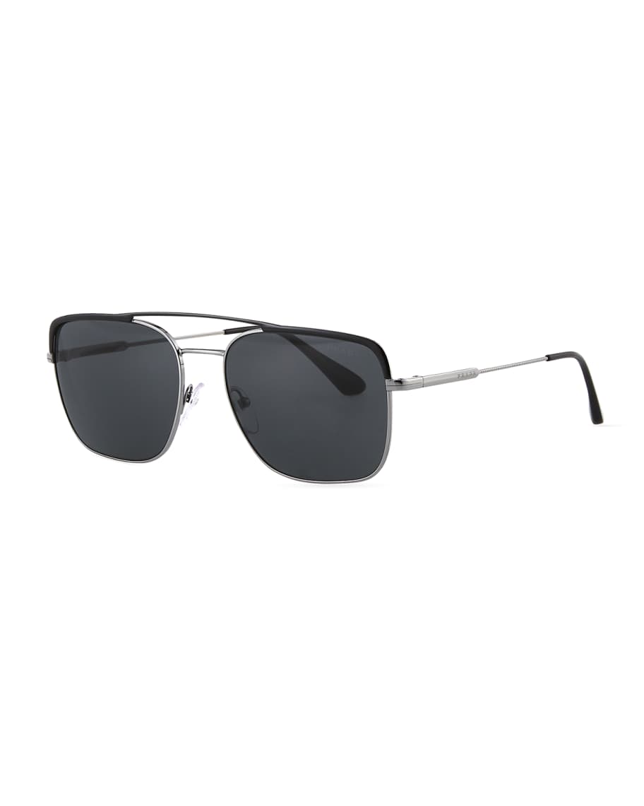 Prada Men's Square Metal Aviator Sunglasses | Neiman Marcus