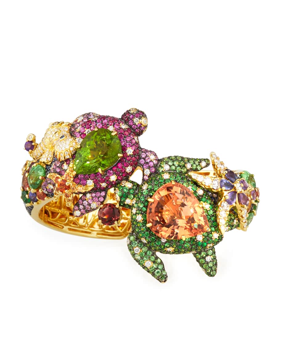 Nini Jewels 18k Pink Tourmaline, Peridot & Sapphire Turtle Bracelet ...