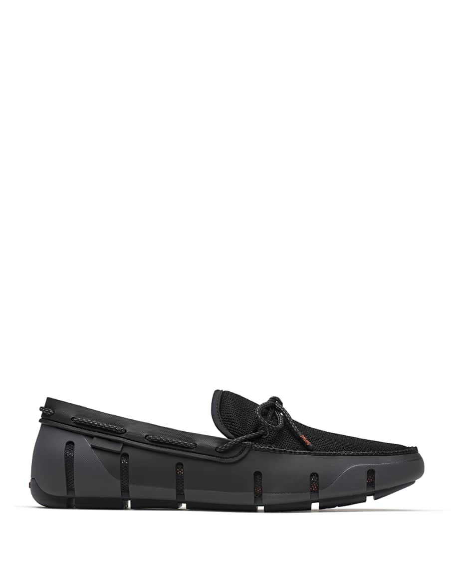 Swims Men's Stride Mesh %26 Rubber Braided-Lace Boat Shoes, Black ...
