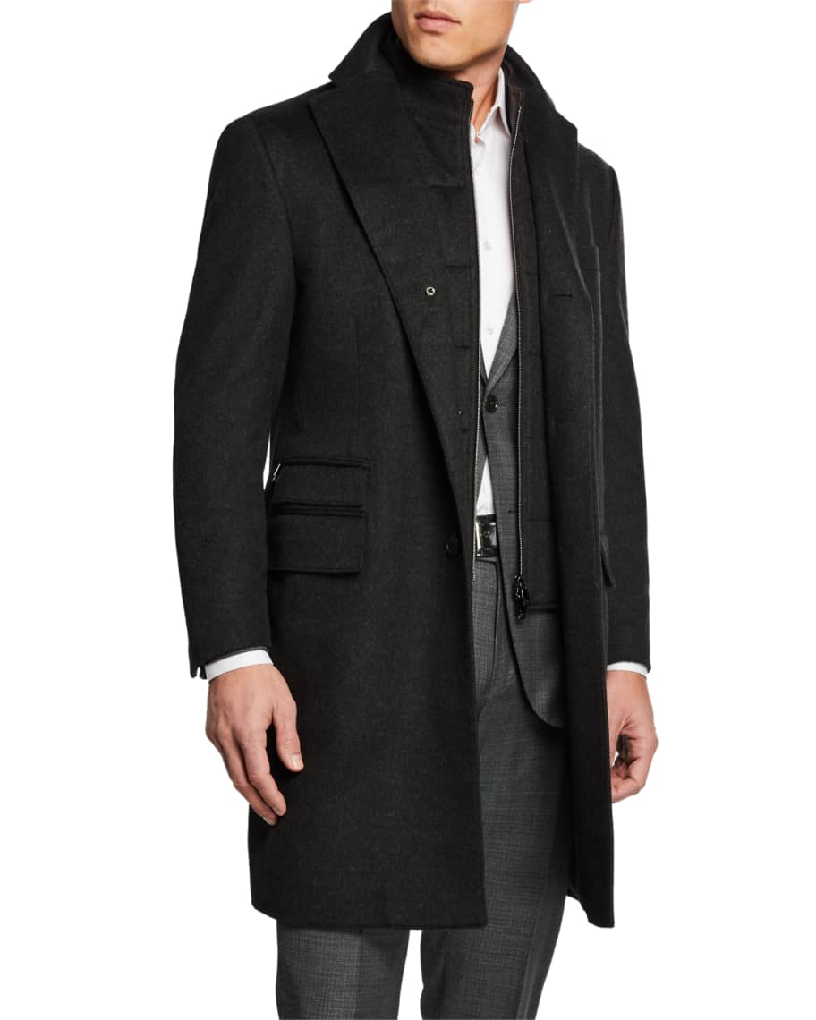 Corneliani Men's ID Wool Top Coat, Gray | Neiman Marcus