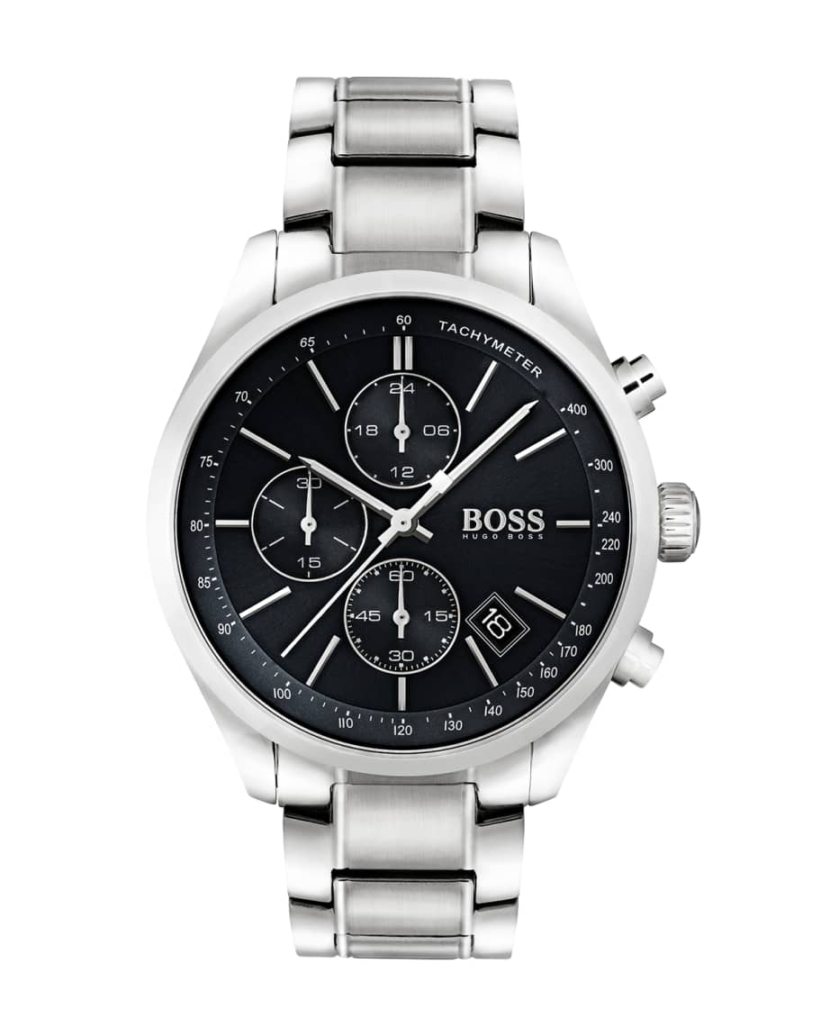 Hugo Boss Men's Grand Prix Chronograph Watch with Bracelet, Black ...