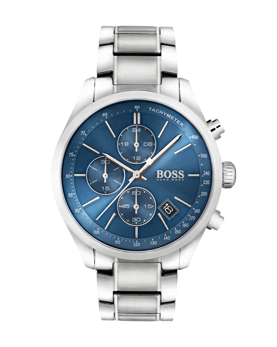 Hugo Boss Men's Grand Prix Chronograph Watch with Bracelet, Blue/Silver ...