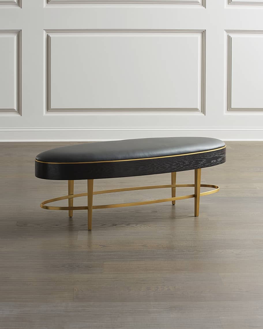 Global Views Ellipse Leather Oval Bench | Neiman Marcus